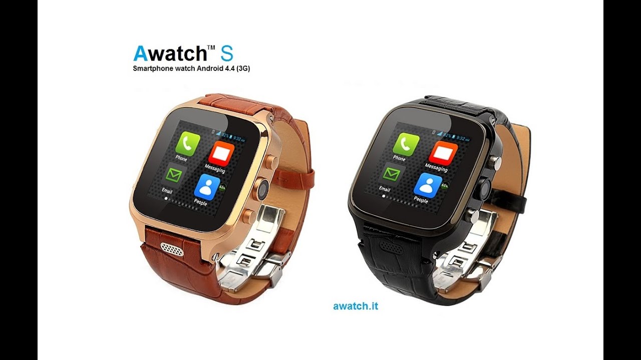 "Awatch S" Android 4.4 Smart watch phone (3G) with camera - YouTube