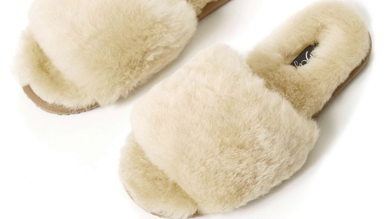 Deep Classic Cream Luxury Sheepskin Slipper Slides - YouTube