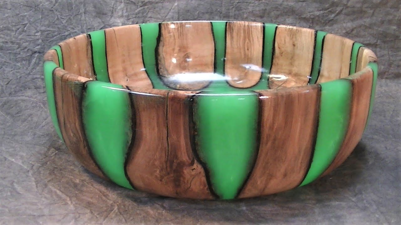 green epoxy and holly bowl - YouTube