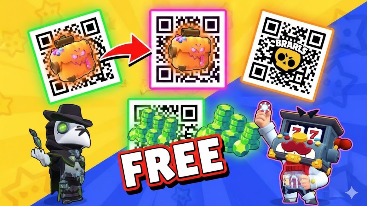 NEW! 🎃 Brawl Stars QR Codes 2025 | Free Rewards, Skins & Gems! - YouTube