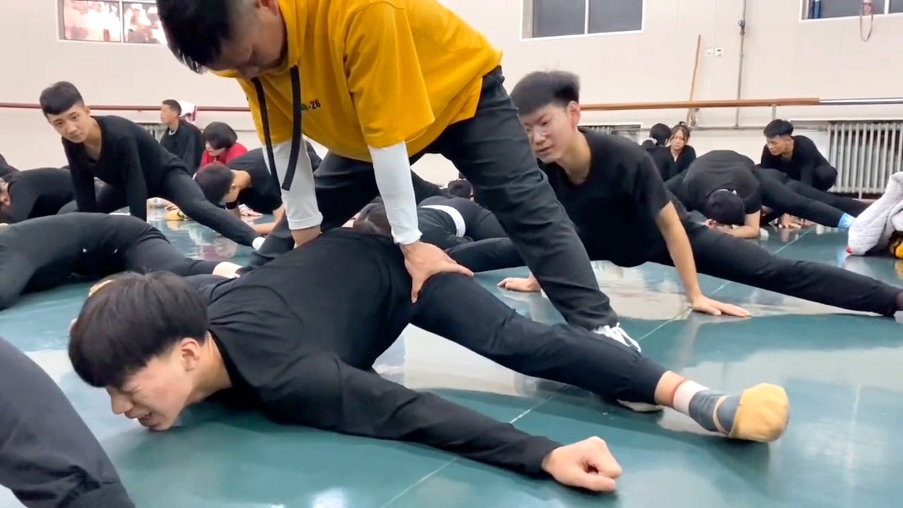 Painful Open Hip in Splits Training, he Almost Cries! - YouTube