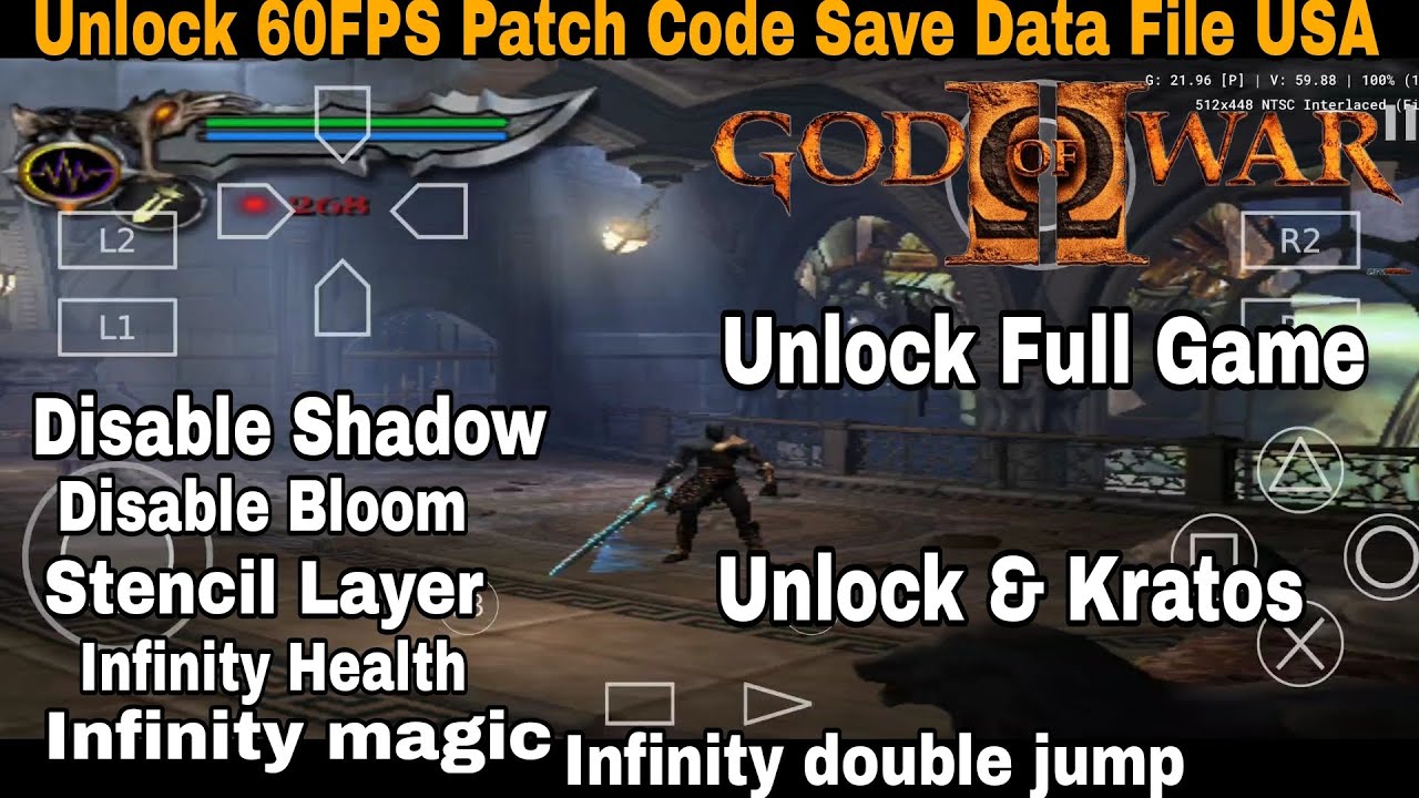 God of War 2 PS2 game Aethersx2 60Fps Cheat Code full speed on Android + Gameplay (Unlock Full ...