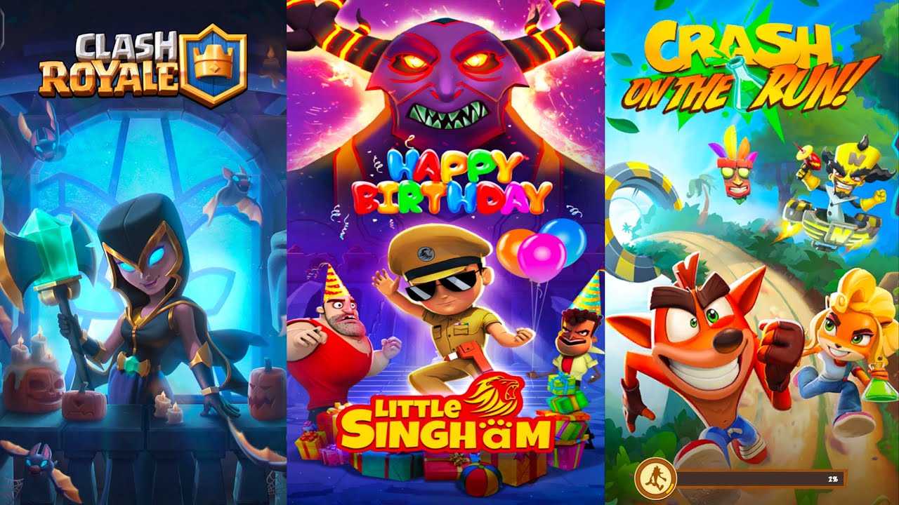 Little Singham vs Crash on the run vs clash royale gameplay - YouTube