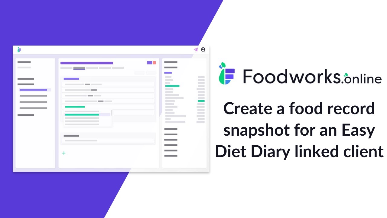Foodworks.online Professional - Create a food record snapshot for an ...