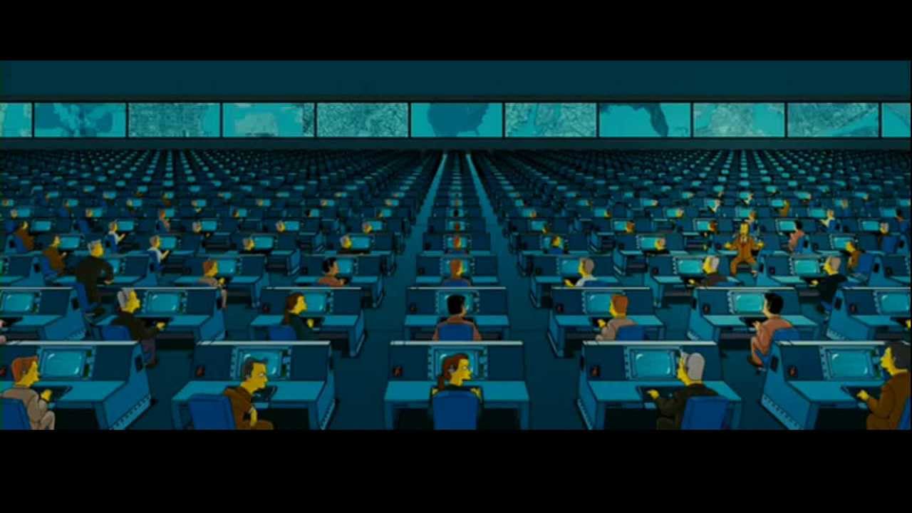 The Simpsons movie: NSA surveillance scene. - YouTube