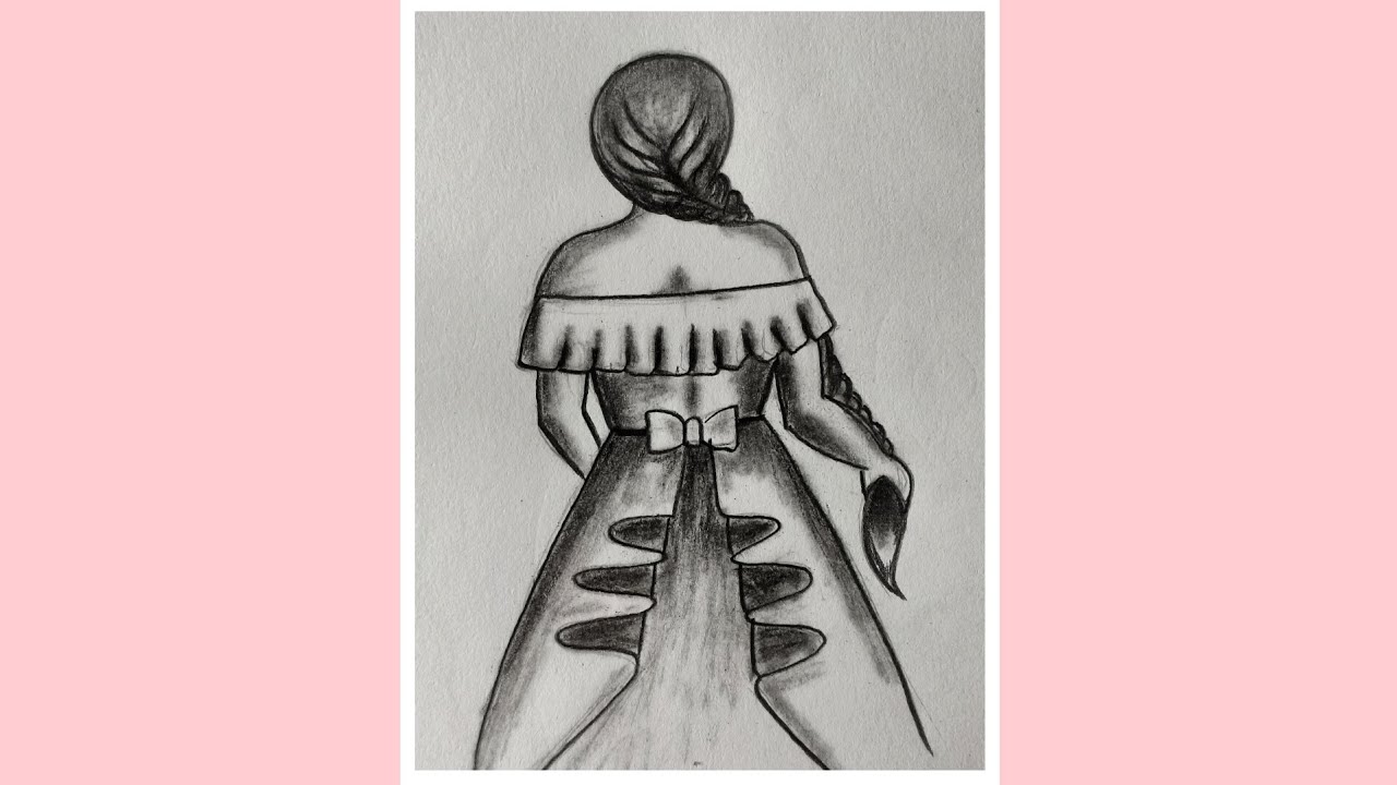 Beautiful Girl Pencil Sketch | Easy Girl Drawing Tutorial | Back View ...