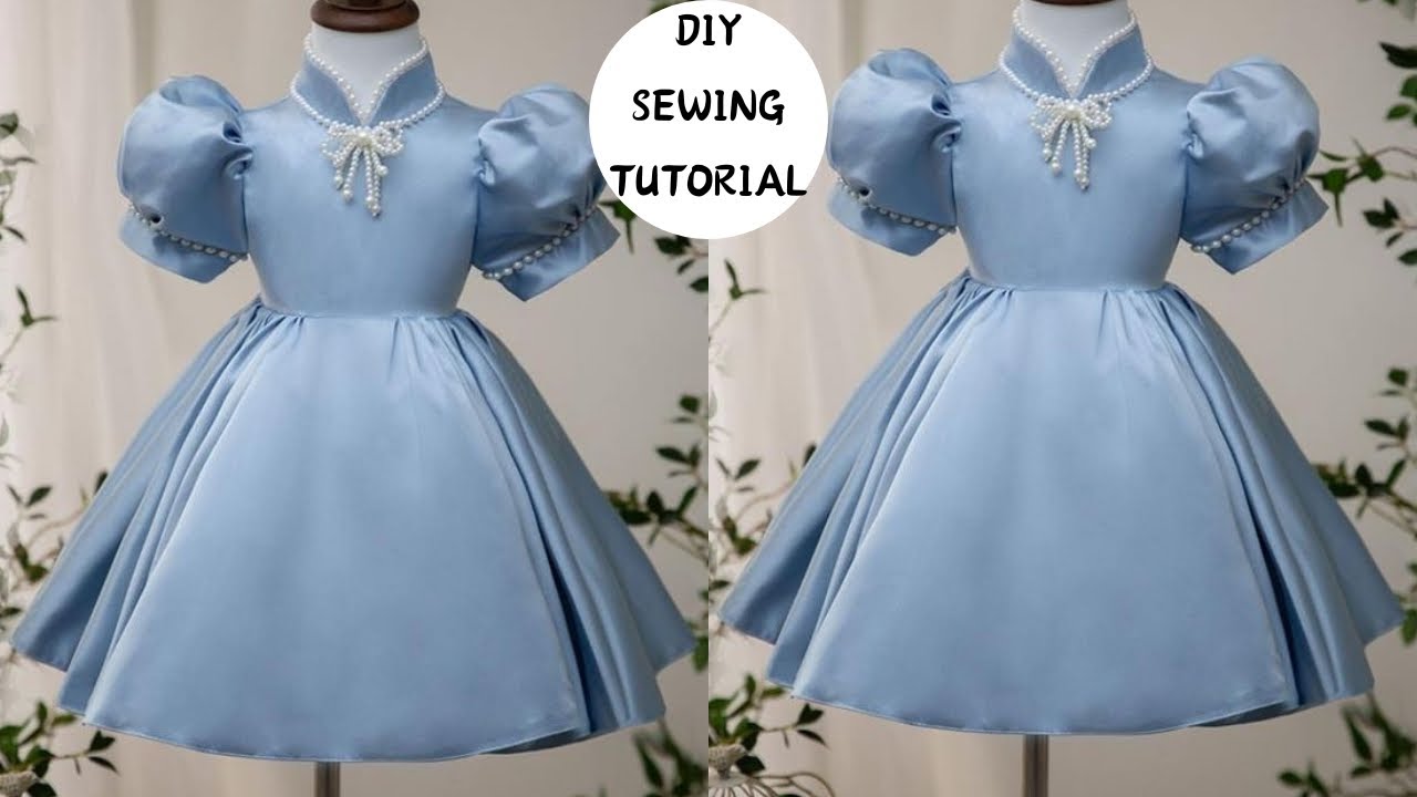 DIY baby frock with bishop collar/turtle neck. 4-5 years baby frock ...