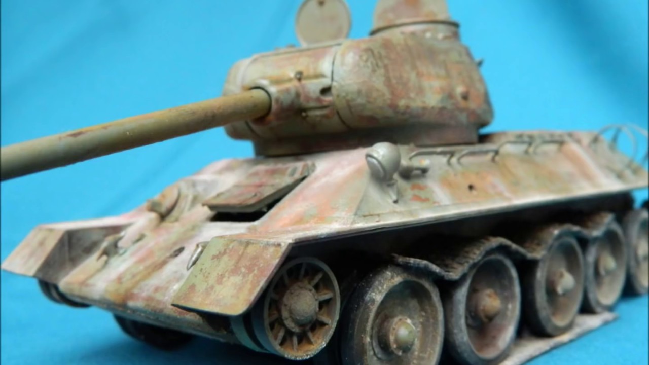 Destroyed T-34/85 1/35 Zvezda - YouTube