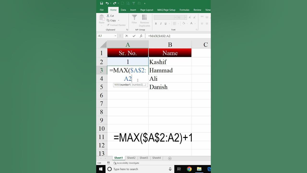 Auto Insert Serial Number #exceltricks #shorts #shortvideo #excel - YouTube