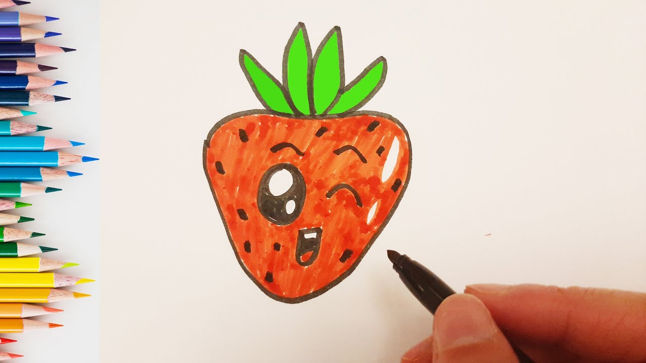 Sevimli Çilek Çizimi - How to Draw Cute Strawberry - Kolay Çizimler ...