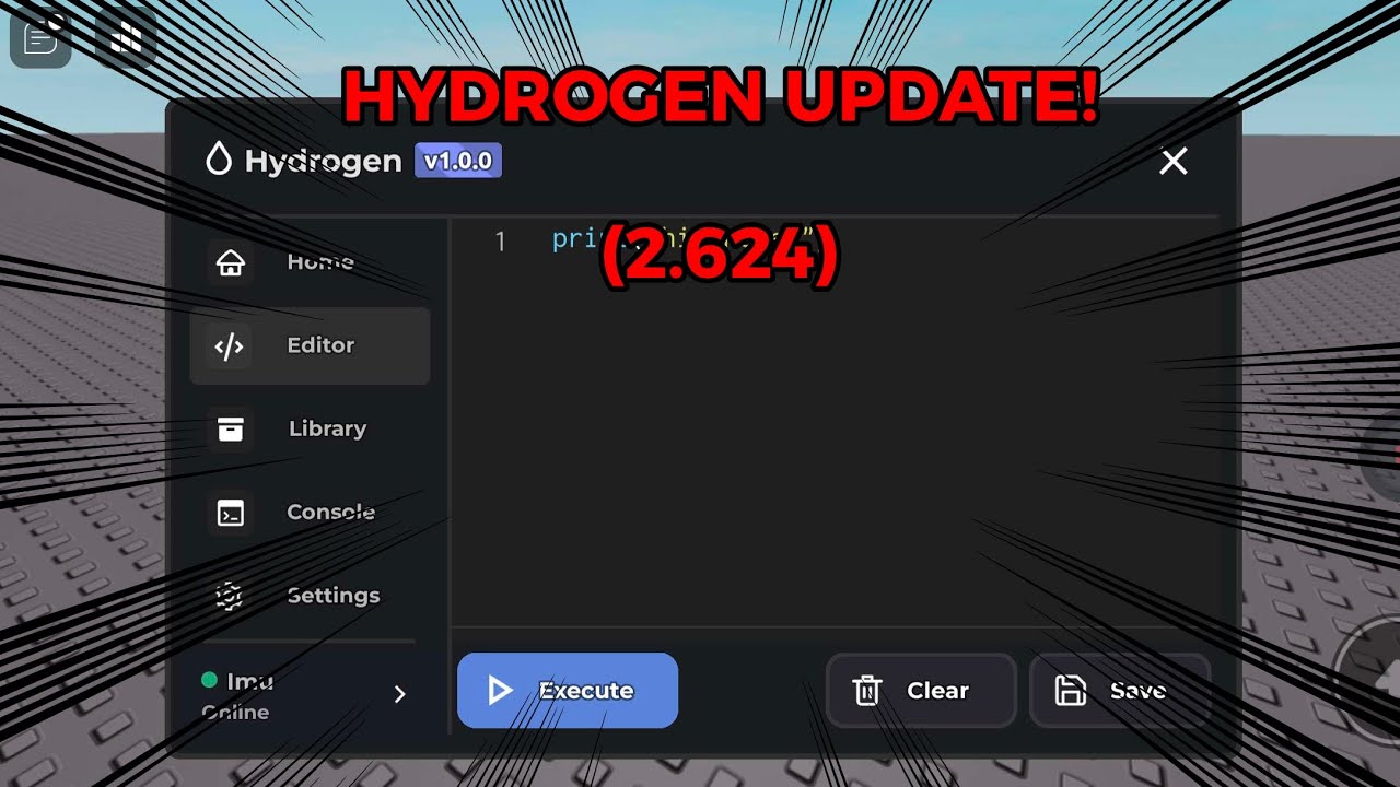 NEW UPDATE & LATEST VERSION, hydrogen Executor V624 | hydrogen Executor ...