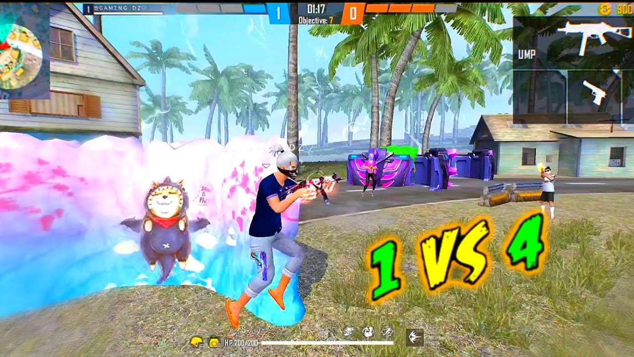 free fire 1 vs 4 | ff 1 vs 4 | 1 vs4 custom | poco x3 pro | ff gameplay ...