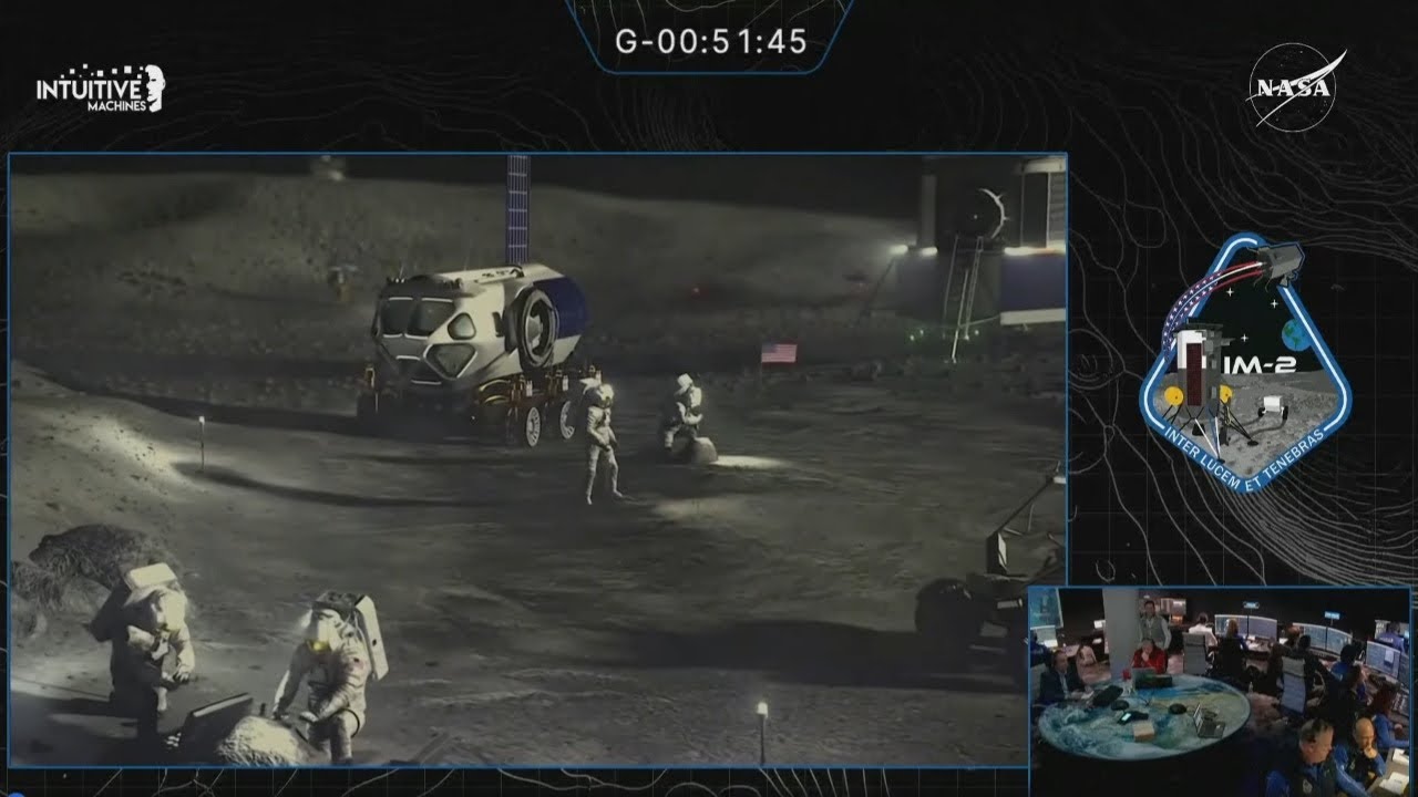 Intuitive Machines' Athena lander attempts a touchdown on moon - YouTube