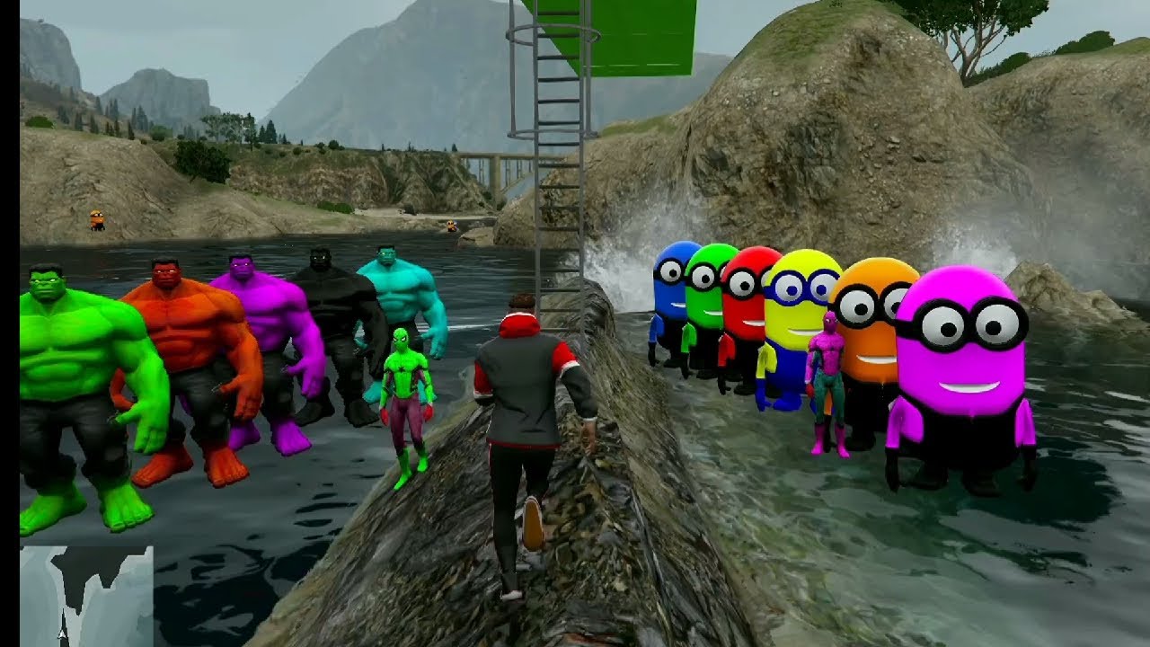 angry man kill and hit minion and hulk #gtav #game - YouTube
