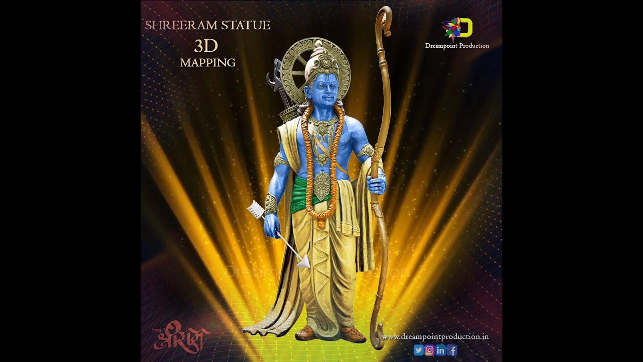 Shree Ram Statue 3d projection Mapping India 2021 +91 9960289995 - YouTube