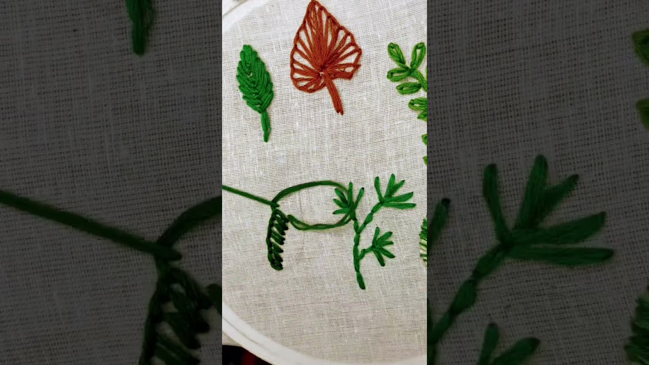 🌱🌿leaves embroidery 6️⃣/simple leaf embroidery/embroidery for biginners ...