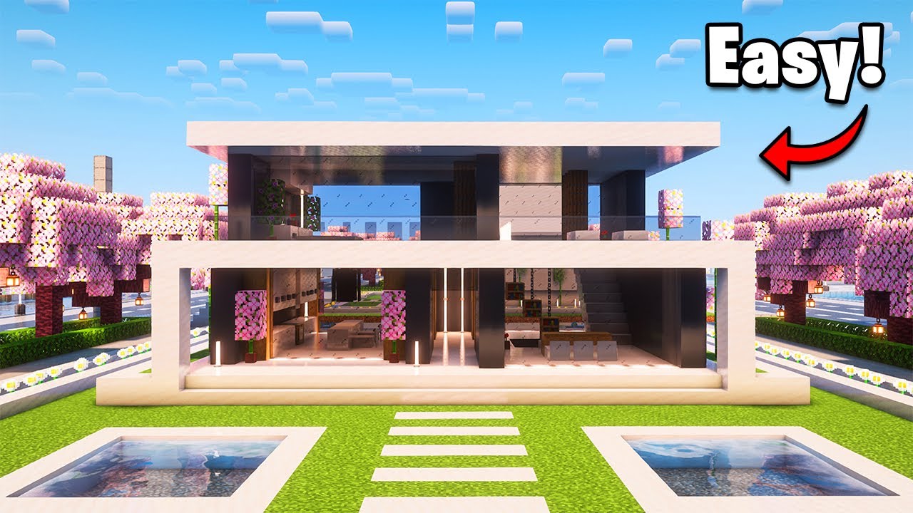 Minecraft: How To Build a Modern House No Mods - Tutorial - YouTube