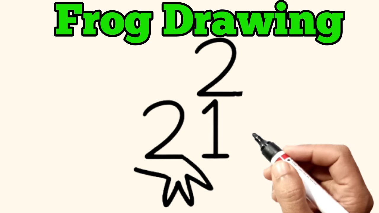 How to draw a Frog with Number 221 step by step | Frog drawing easy ...