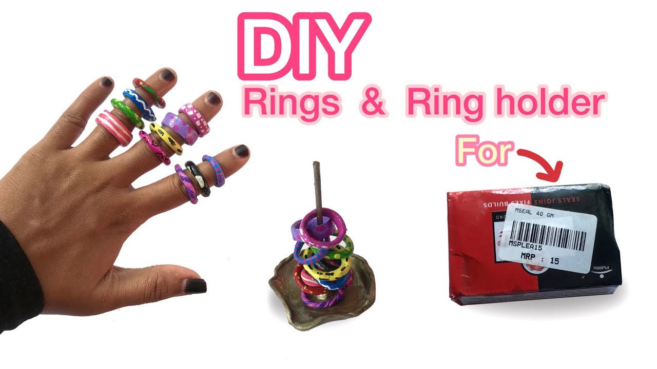 How to make rings & Ring holder under 15 / Amazing idea using Mseal ...