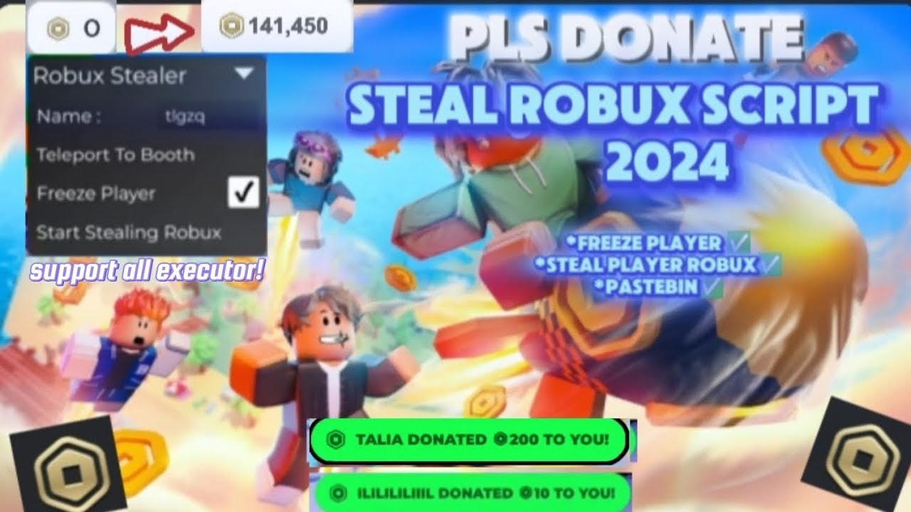 🤑FREE ROBUX🤑 Pls Donate Robux Stealer Script Working All Executor ...