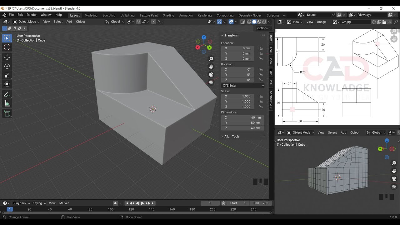 Convert 2d technical drawing to 3d model | Blender tutorial # ...