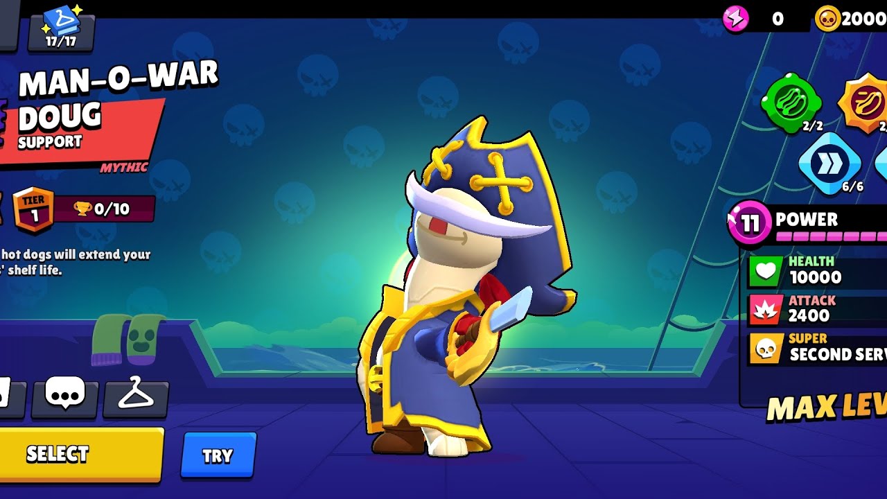 All Man-O-War Doug Skin Animations In Brawl Stars! - YouTube