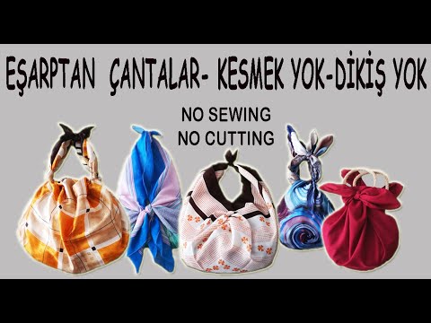 Eşarplardan Dikişsiz Pratik Çantalar | Turn scarves into Practical Bags | Diy