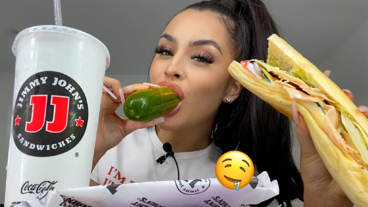 JUICY PICKLE & sub sandwich ASMR MUKBANG *big bites* - YouTube