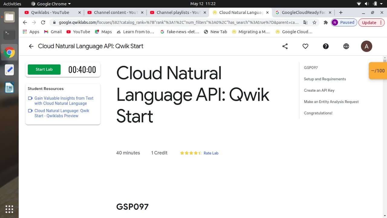 Cloud Natural Language API: Qwik Start | GSP097 - YouTube
