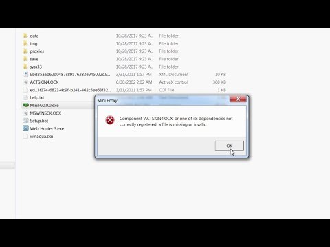 Component ACTSKIN4.OCX or one of its dependencies not correctly registered: a file is missing