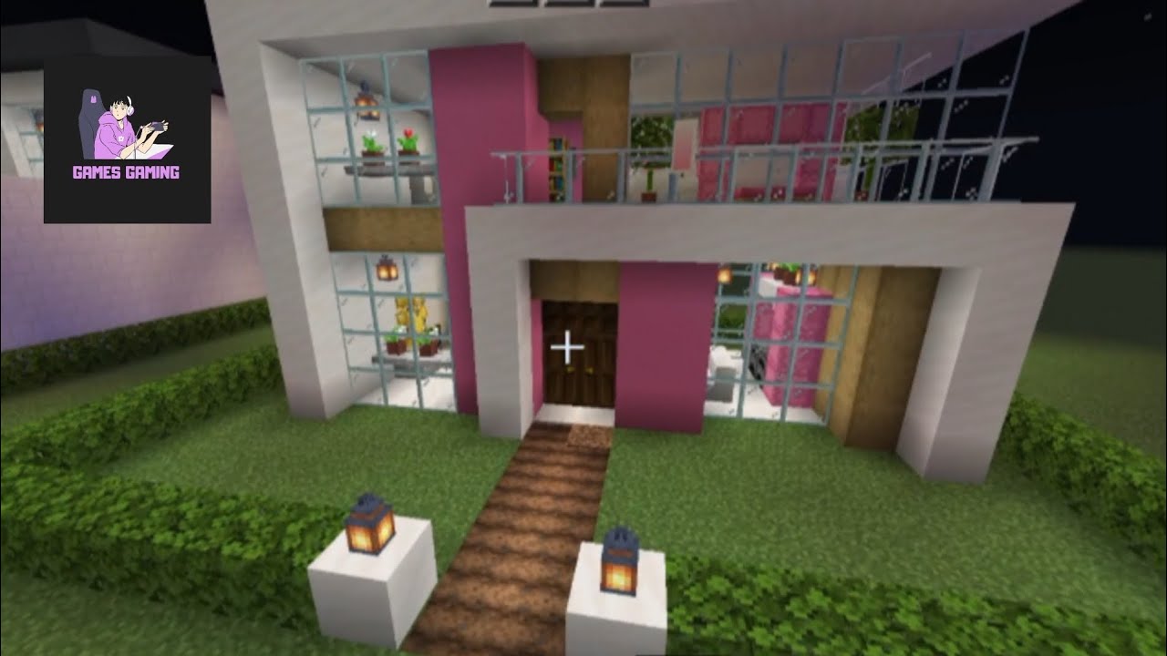 Minecraft + Build a Modern Pink House🌸 - Tutorial - YouTube