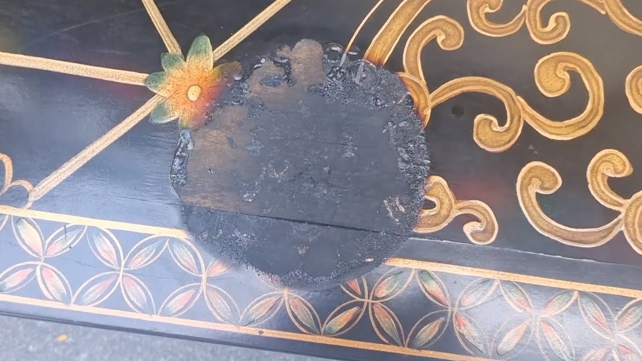 The burned table pattern hand painted, can be repaired perfectly # ...