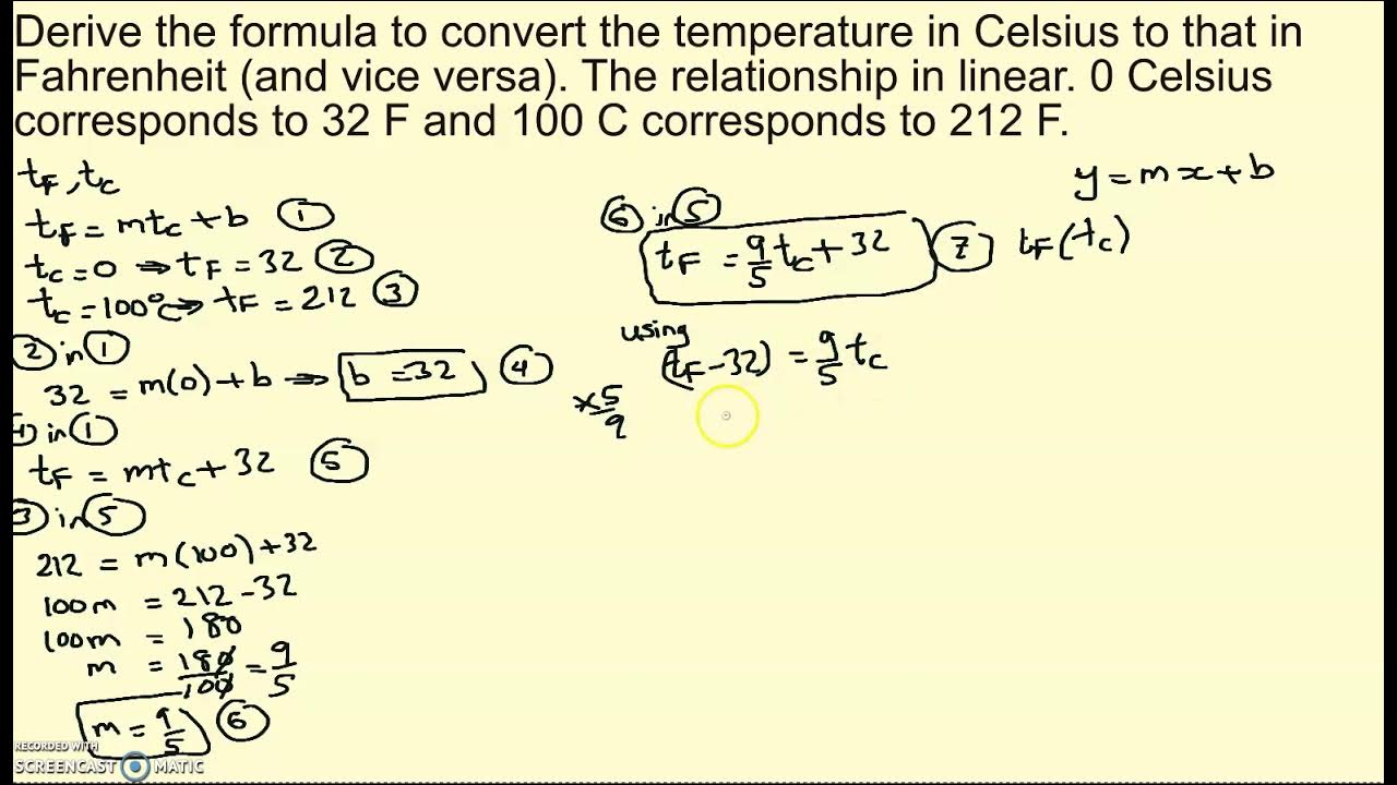 Derive formula to convert temperature in Celsius to Fahrenheit and vice ...