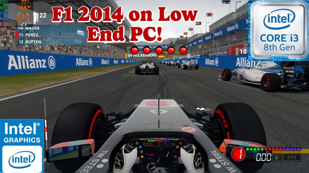 "F1 2014 Gameplay on Low-End PC! 1080p, 30FPS, Full Settings!" - YouTube