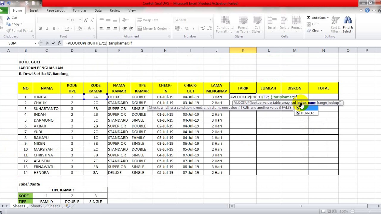 Rumus Microsoft Excell Vlookup Hlookup If Microsoft Excel 2010 6222