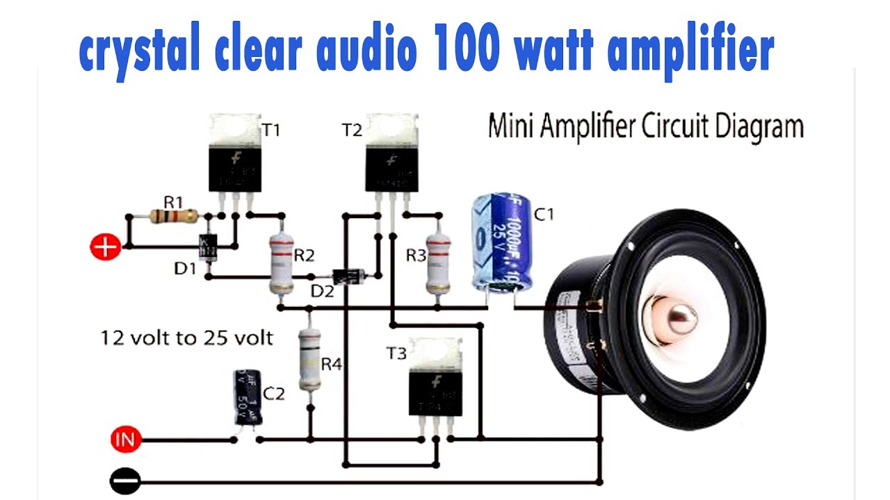 Powerful Amplifier Using tip41c and tip 42c transistor with crystal ...