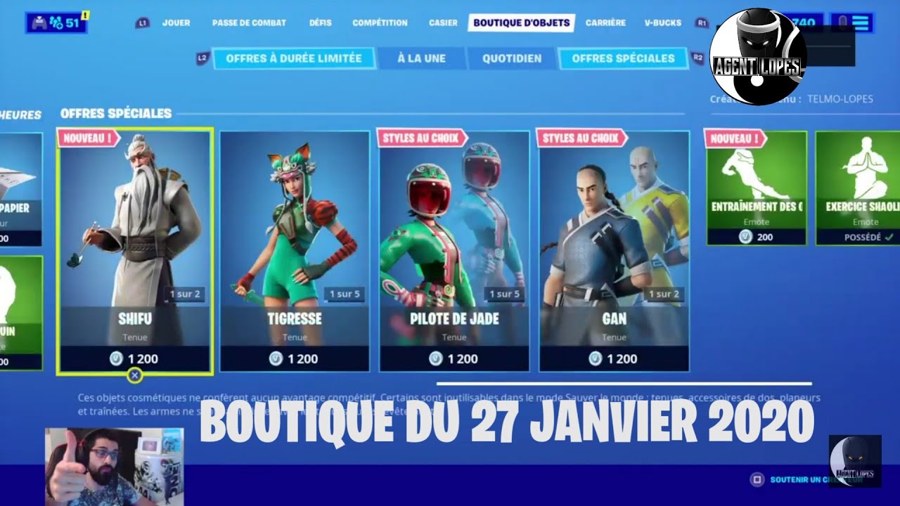 FORTNITE : NOUVEAU SKIN SHIFU, Boutique du 27 janvier, item shop ...