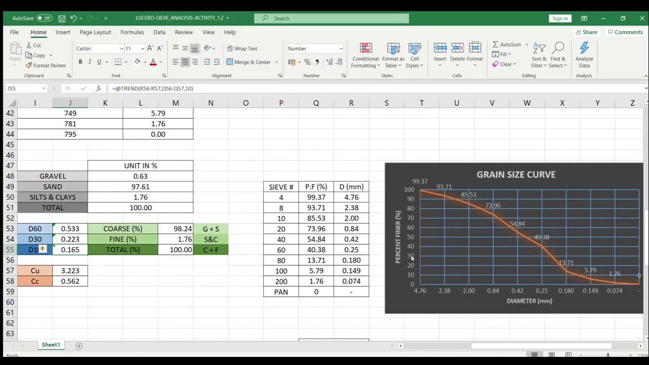 EXCEL PROGRAM FOR SIEVE ANALYSIS | GEOTECHNICAL ENGINEERING | TUTORIAL - YouTube
