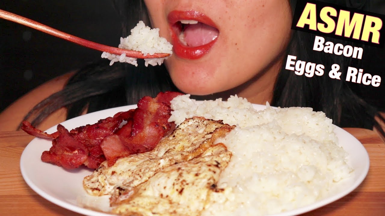Asmr Bacon Eggs And Rice Soft Eating Sounds No Talking Youtube