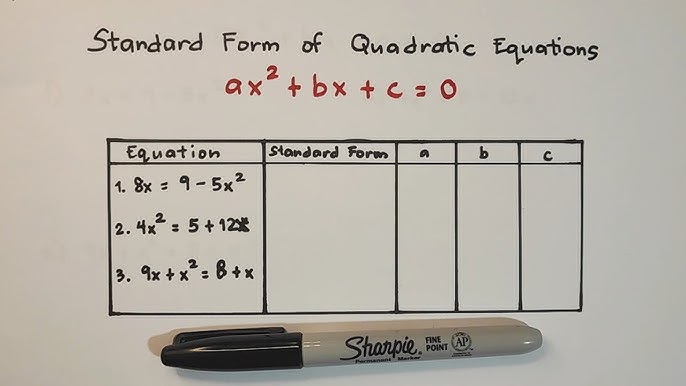 Quadratic Equation Standard Form