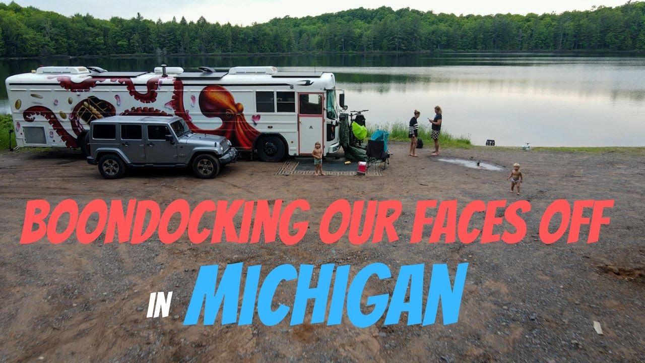 Boondocking Our Skoolie in the Upper Peninsula of Michigan - YouTube