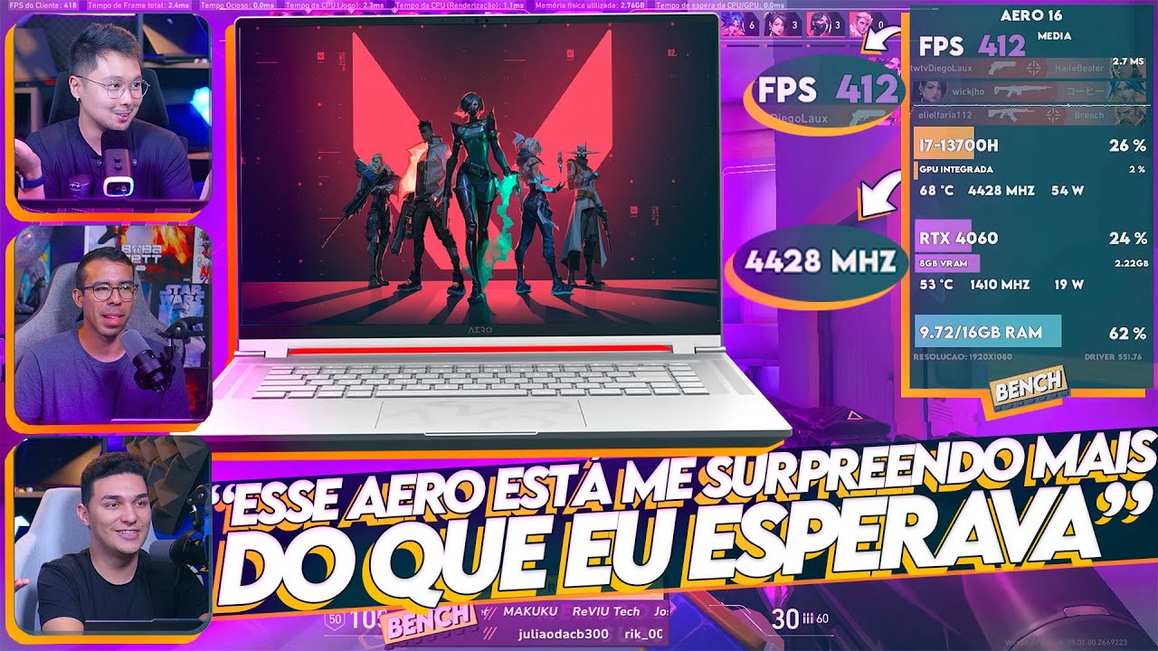 400 FPS em um notebook profissional! - AERO 16 OLED no Valorant - YouTube