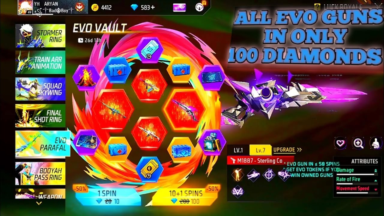 ff new Evo voult gun skins😲I got Evo skin in only 100 diamonds💎 # ...