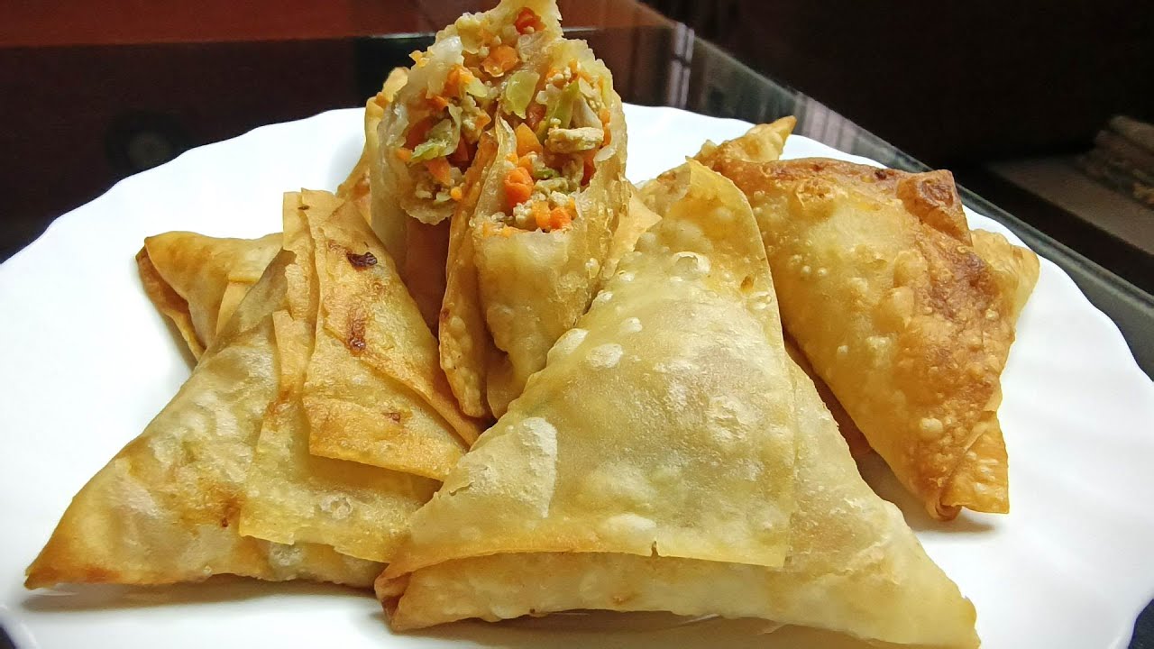 Chicken Vegi Samosas Recipe | Chinese Samosa Recipe - YouTube