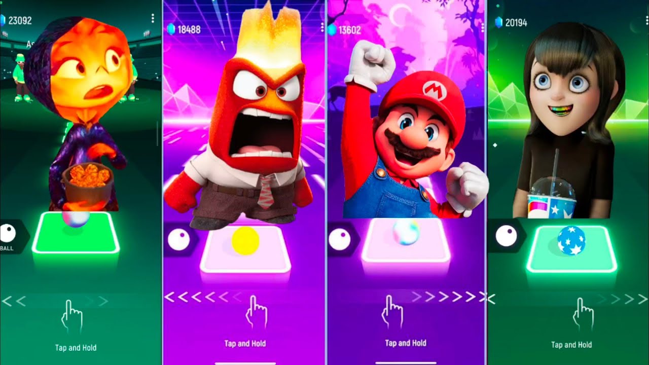 Ember vs Anger vs Mario vs Mavis Tiles Hop - YouTube