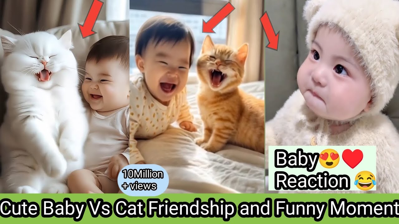 Cute Baby Vs Cat Friendship and Funny Moment video of 2024 Check Baby ...