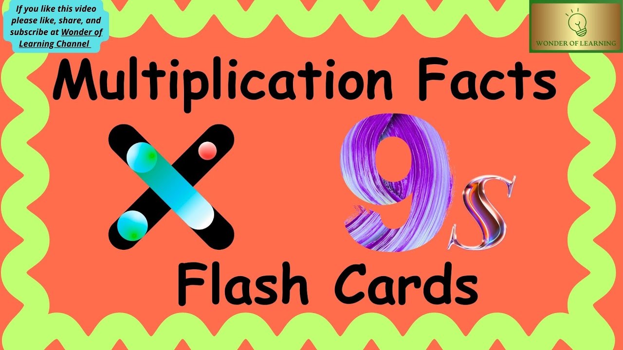 9s Multiplication Facts Flash Cards for Kids, 2nd and 3rd Grades, Math ...