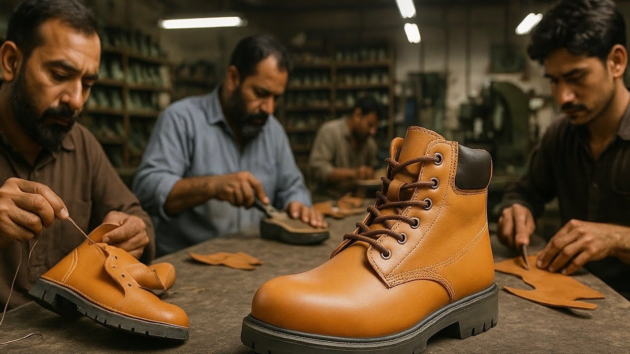 Handmade Leather Safety Shoes Complete Manufacturing Process in Local ...