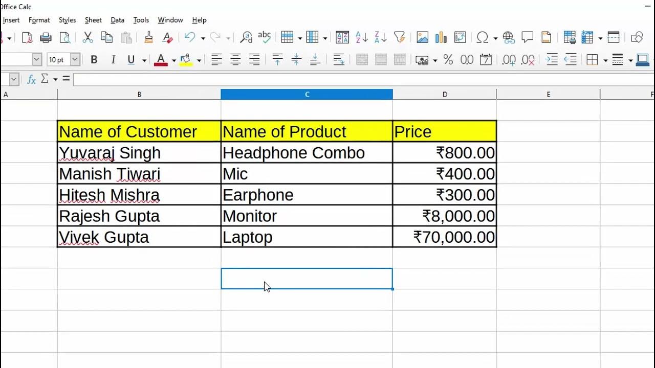 Short cut key in Libre calc@COMPUTEREXCELSOLUTION - YouTube