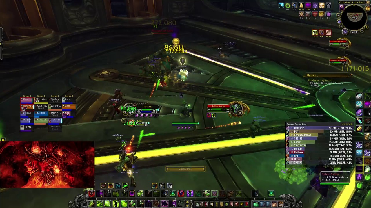 Mythic Fallen Avatar Best Pull, Tomb of Sargeras, Destruction Warlock ...
